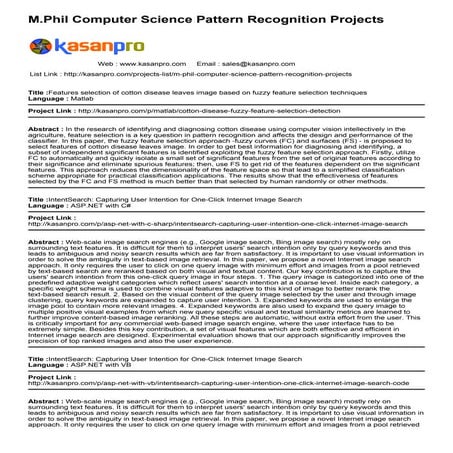M phil-computer-science-pattern-recognition-projects | PDF | Search ...