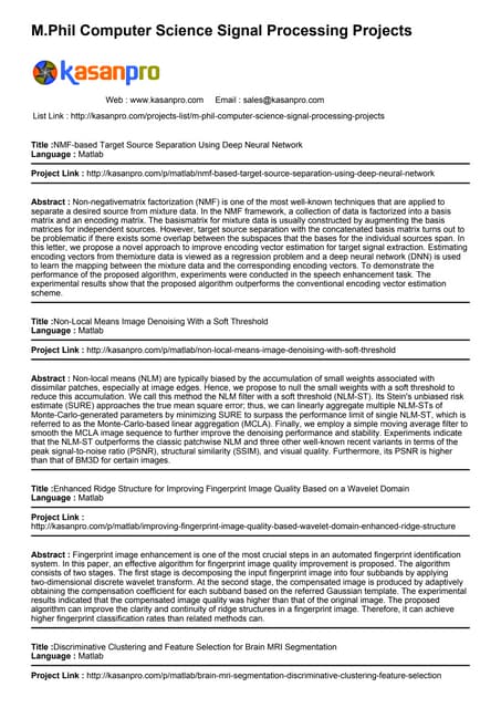Signal Processing IEEE 2015 Projects | PDF