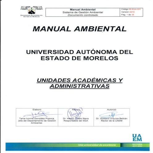 M-SGA-001 Manual Ambiental, procedimientos | PDF | Business | Business and Finance