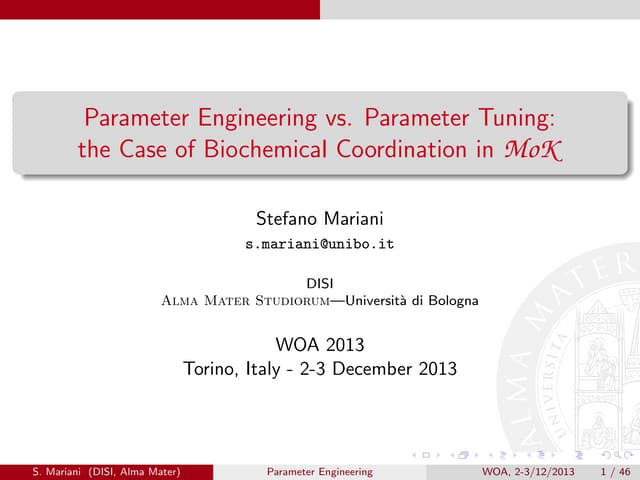Parameter Engineering Vs Parameter Tuning The Case Of Biochemical