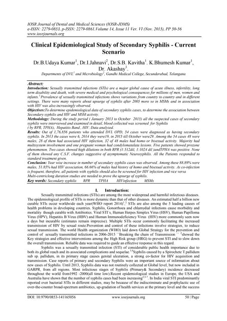 A Case Study Secondary Syphilis With HIV | PDF