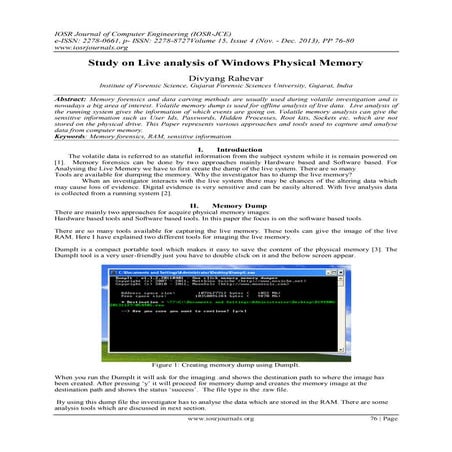 Study on Live analysis of Windows Physical Memory | PDF