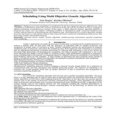 Scheduling Using Multi Objective Genetic Algorithm Pdf