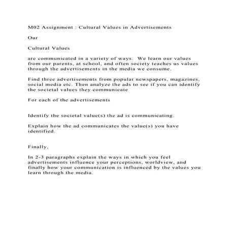 M02 Assignment Cultural Values in AdvertisementsOurCultura.docx