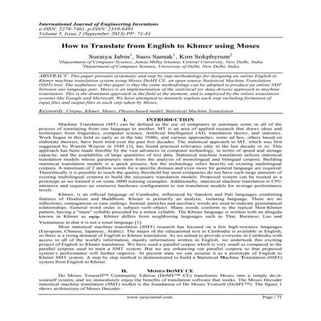 How to Translate from English to Khmer using Moses | PDF