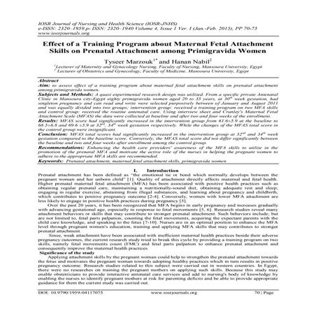 Effect of a Training Program about Maternal Fetal Attachment Skills on ...