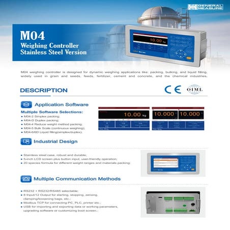 M04 Weighing Controller Stainless Steel Version Catalog.pdf | Computing | Technology & Computing