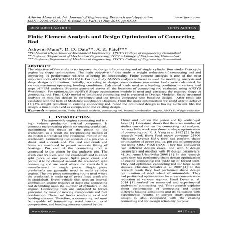 Finite Element Analysis and Design Optimization of Connecting Rod | PDF