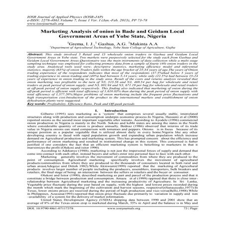 Marketing Analysis of onion in Bade and Geidam Local Government Areas ...
