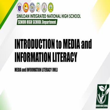 Media and Information Literacy - Module 1: Week 1 | PPTX