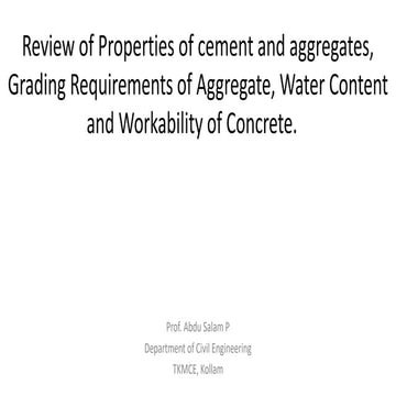 Properties of cement and aggregate and grading Requirements | PDF