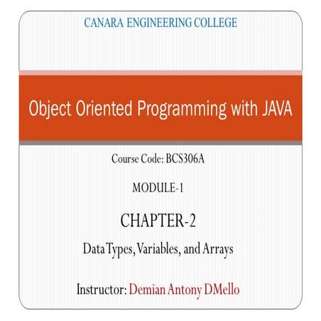 Data Types Variables And Arrays In Java Ppt 