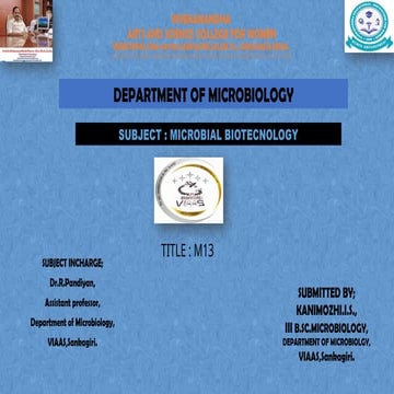M13 VECTOR in Microbial Biotechnology.pptx