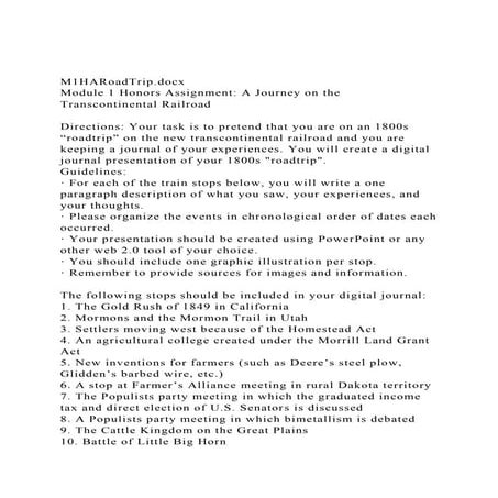 M1HARoadTrip.docxModule 1 Honors Assignment A Journey on the .docx