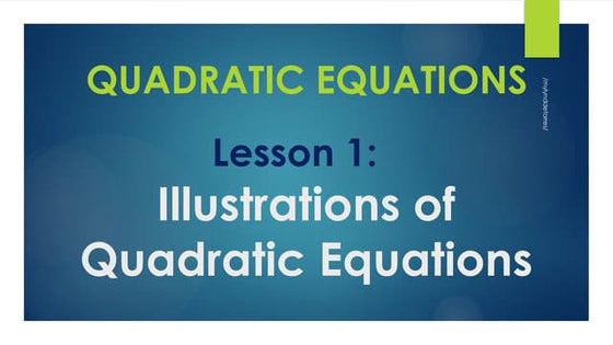 Illustrates quadratic equation | PPT