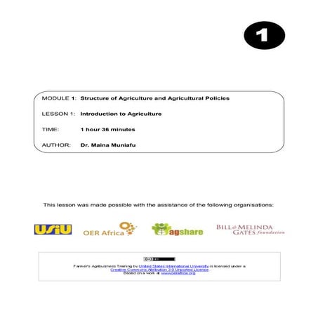 Farmer's Agribusiness Training Course: Module 1 - Structure of ...