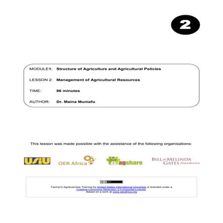 Farmer's Agribusiness Training Course: Module 1 - Structure of ...
