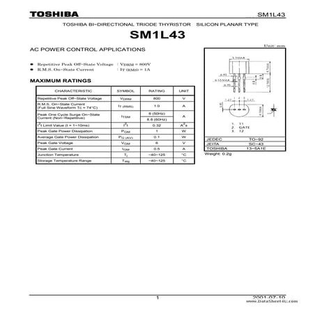 M1 l43 triac toshiba | PDF