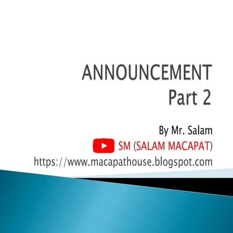 KELAS 10 SMA WAJIB PERTEMUAN 15// announcement 2 | PPTX