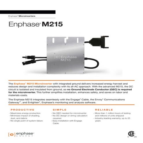 215w Enphase Micro Inverter | PDF