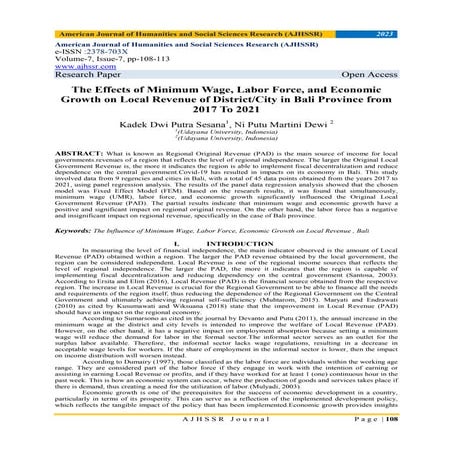 The Effects of Minimum Wage, Labor Force, and Economic Growth on Local ...