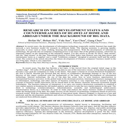 RESEARCH ON THE DEVELOPMENT STATUS AND COUNTERMEASURES OF HUAWEI AT ...