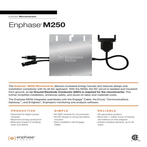 250w Enphase Micro Inverter | PDF