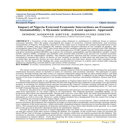 Impact of Nigeria External Economic Interactions on Economic ...