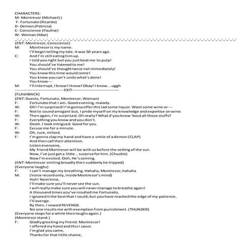 Cask of amontillado script | PDF