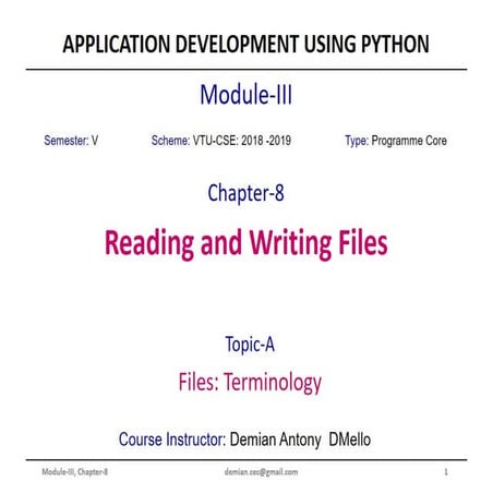 Python Programming Adp Vtu Cse 18cs55 Module 3 Chapter 8 A Pdf Operating Systems