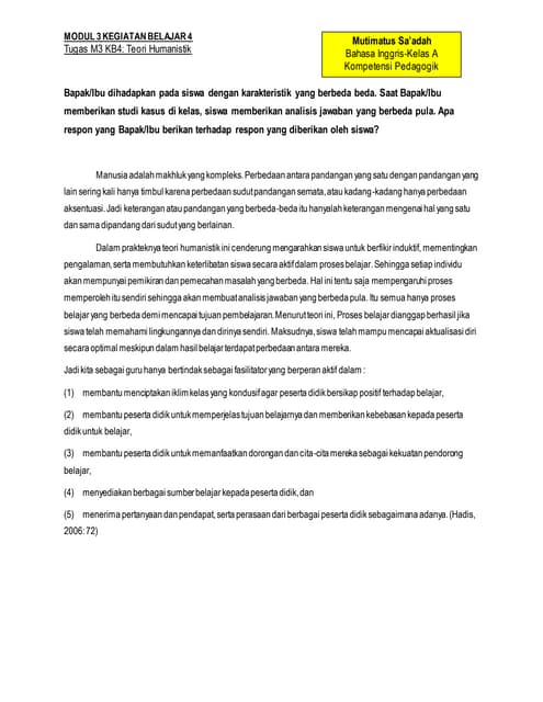 M3 kb 1 mutimatus sa'adah 1.1 behaviouristik | PDF