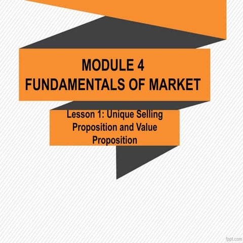 Unique selling proposition and value proposition | PPTX
