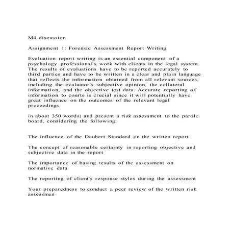M4 discussionAssignment 1 Forensic Assessment Report Writin | PDF