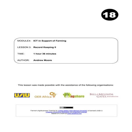 Farmer's Agribusiness Training Course: Module 4 - ICT in Support of ...