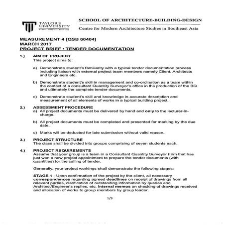 Assignment - Tender Documentation | PDF