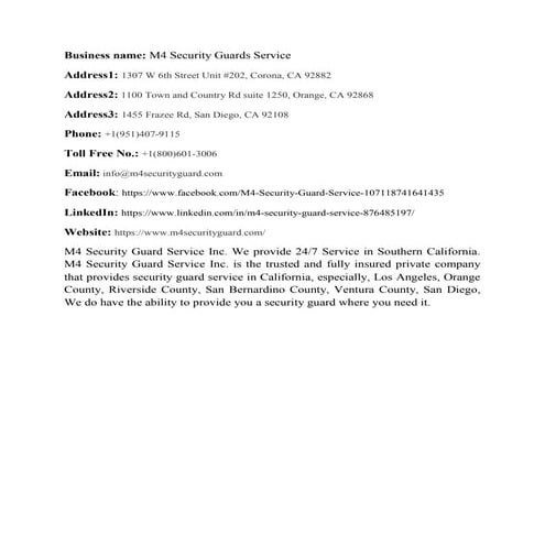 M4 Security Guard Companies Orange County | PDF | Business | Business ...