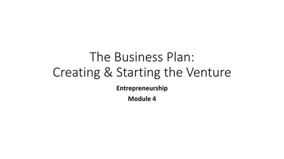 Developing a business plan | PPTX