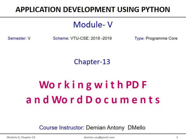 Python Programming Adp Vtu Cse 18cs55 Module 5 Chapter 3 Ppt 7717