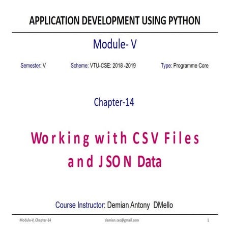 Python Programming Adp Vtu Cse 18cs55 Module 5 Chapter 4 Ppt 5472