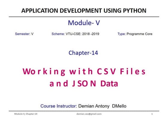 Python Programming Adp Vtu Cse 18cs55 Module 3 Chapter 8 A Ppt 0319