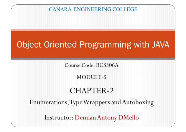 Enumerations, Type Wrappers and Autoboxing | PDF Enumerations, Type Wrappers and Autoboxing | PDF