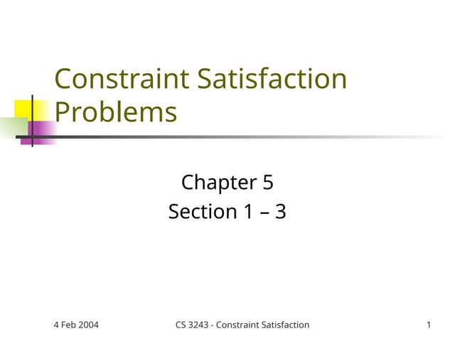 Constraint satisfaction problems (csp) | PPTX