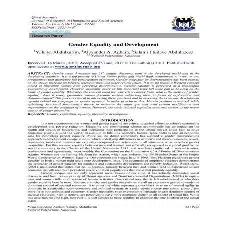 Gender Equality and Development | PDF