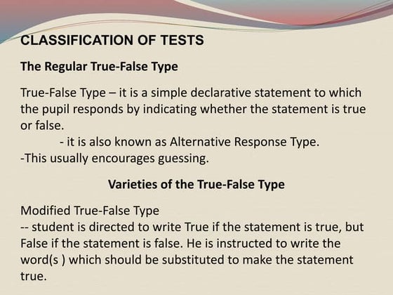 Selection types of objective test | PPT