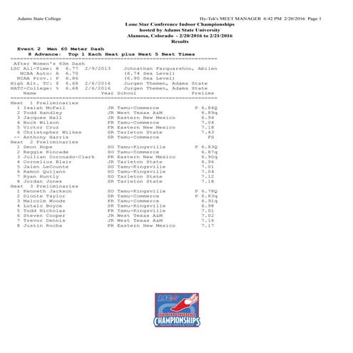 Men 60m Prelim | PDF