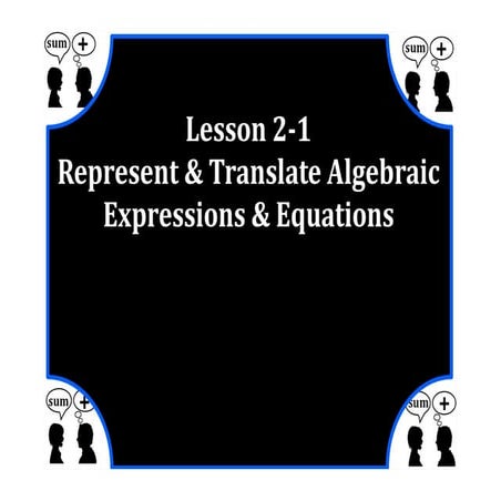 M7 lesson 2 1 represent & translate algebraic exprions & equations p ...