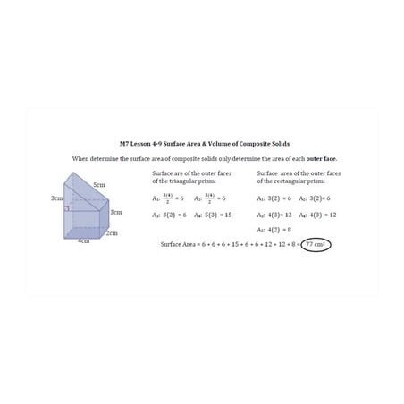 M7 lesson 4 9 surface area and volume of composite solids packet with ...