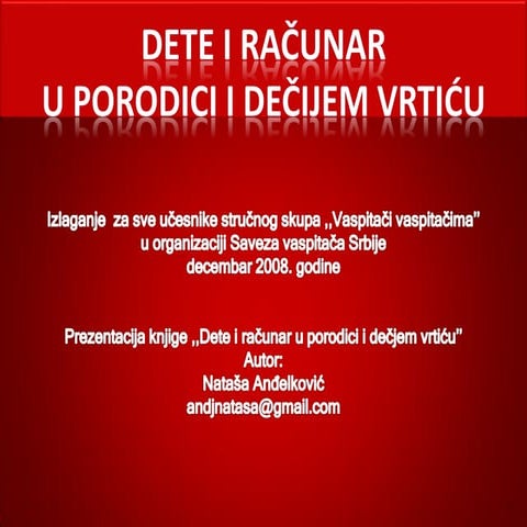 Dete i računar u porodici i dečijem vrtiću | PDF