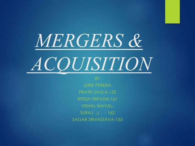 Mergers and acquisition ppt | PPTX