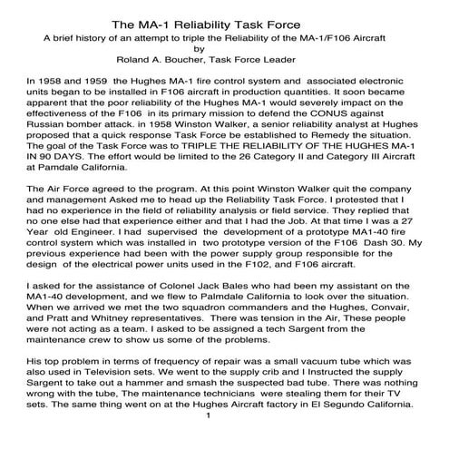 Ma 1 reliability task force | PDF
